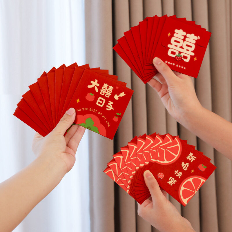 Красные конверты для свадеб, маленькие красные конверты, реквизит для свадебных приветствий, креативные конверты для блокировки дверей с счастливой денежной символикой, мини-сумки для свадеб