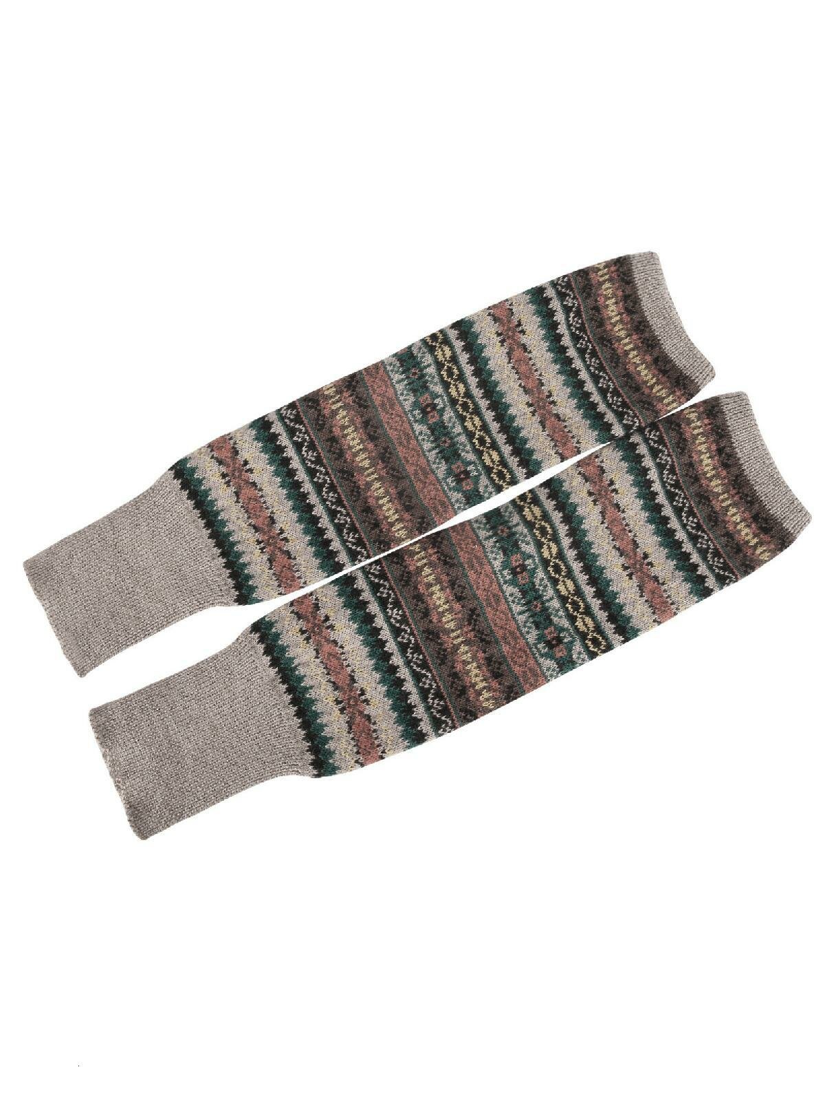 Женские босоножки в стиле бохо, вязаные гольфы до колена, Бежевый