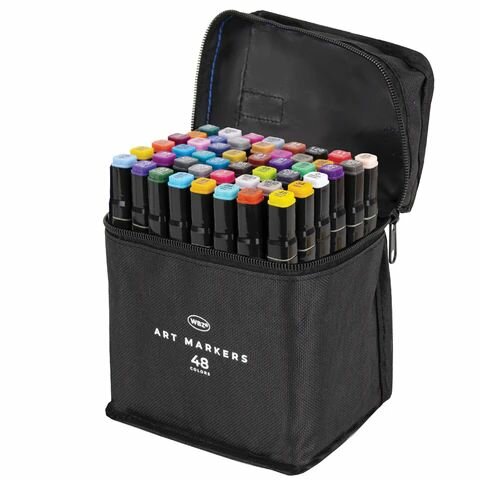 2 шт. Маркеры для скетчинга двусторонние, набор 48 шт, текстильный чехол, WBZ (ВБЗ), 152573