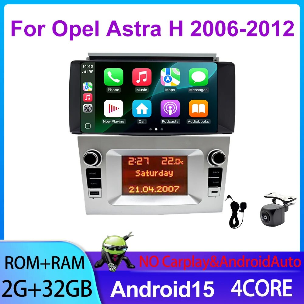 7-дюймовая автомобильная GPS-навигационная система для Opel Astra H 2006-2012, головное радио с беспроводным мультимедийным Carplay CD DVD, авторадио