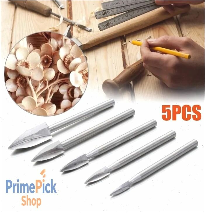 Гравировальные резцы по дереву для гравера, бормашины. Набор фрез по дереву