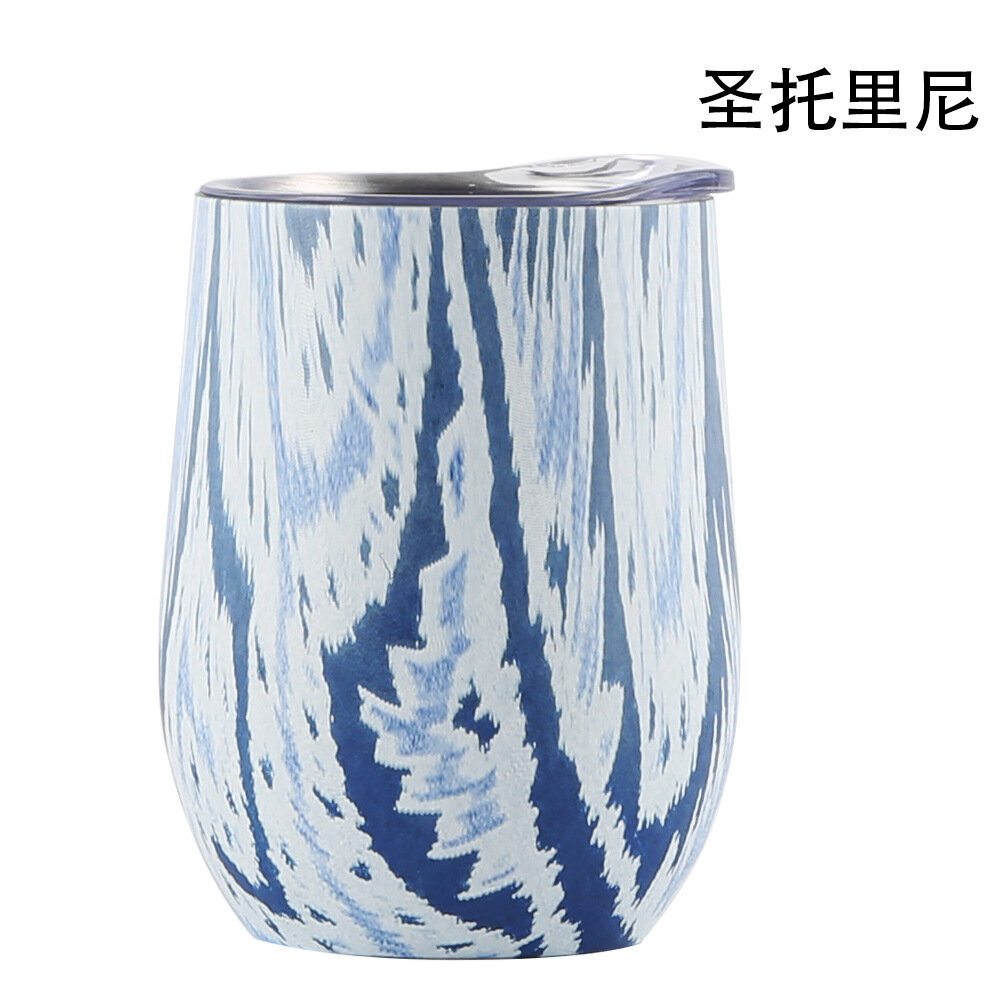 12 унций яичная чашка 304 нержавеющая сталь вакуумная чашка с текстурой дерева креативная U-образная чашка для красного вина