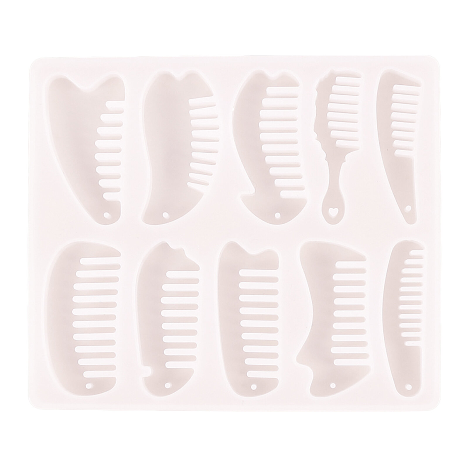 Шаблон из силикона для эпоксидной смолы 10-ячеечный для изготовления гребней разных форм, прозрачный цвет, размер 127*110*7мм, вес 45г, DIY для ручного изготовления украшений и аксессуаров, 1 штука