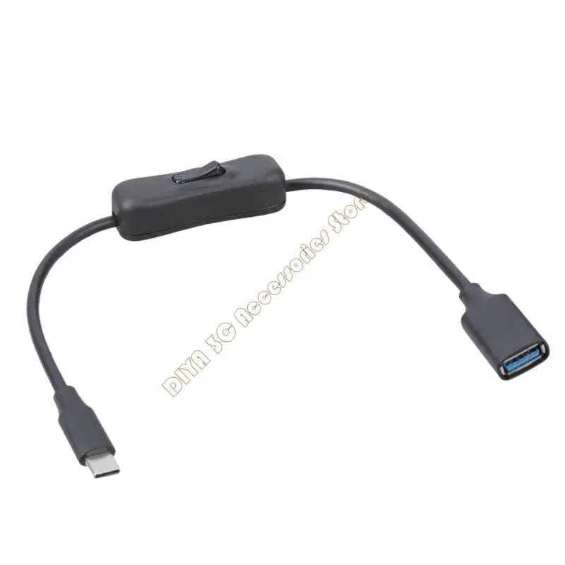 USB C - USB A кабель с выключателем, 0.3м