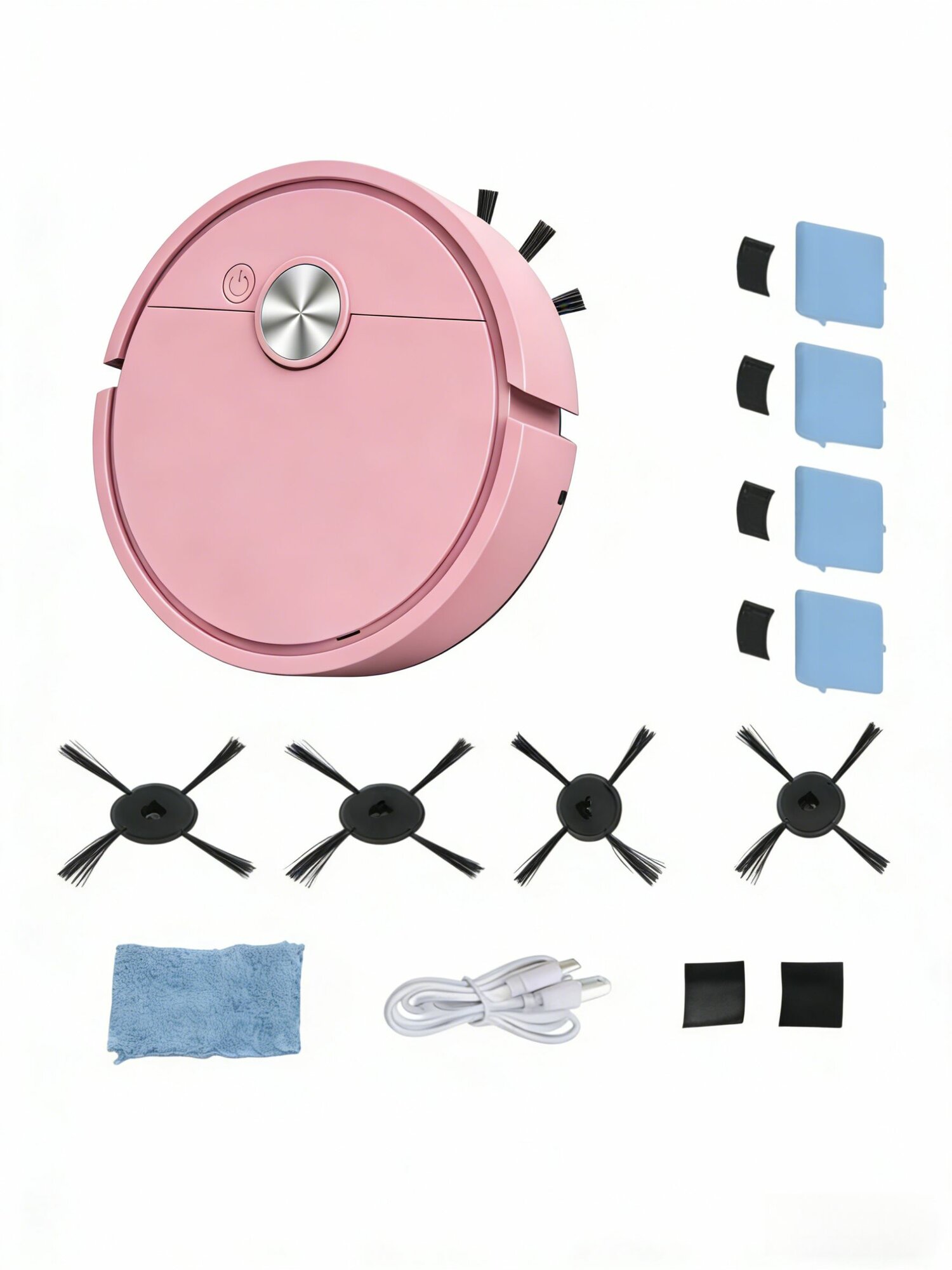 Умный заряжающийся робот-подметальщик розового цвета