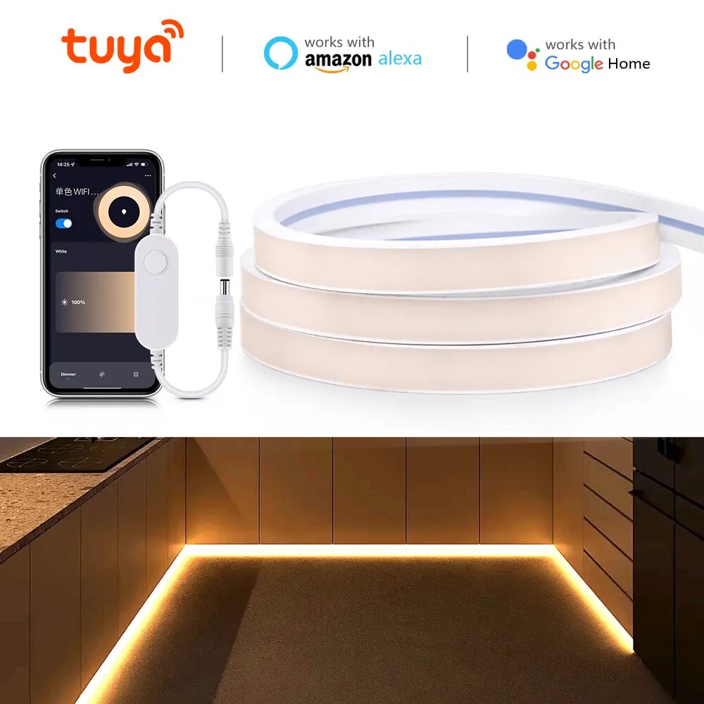 Tuya Smart Светодиодная лента 220 Вт, IP65, Теплый белый, 1 шт