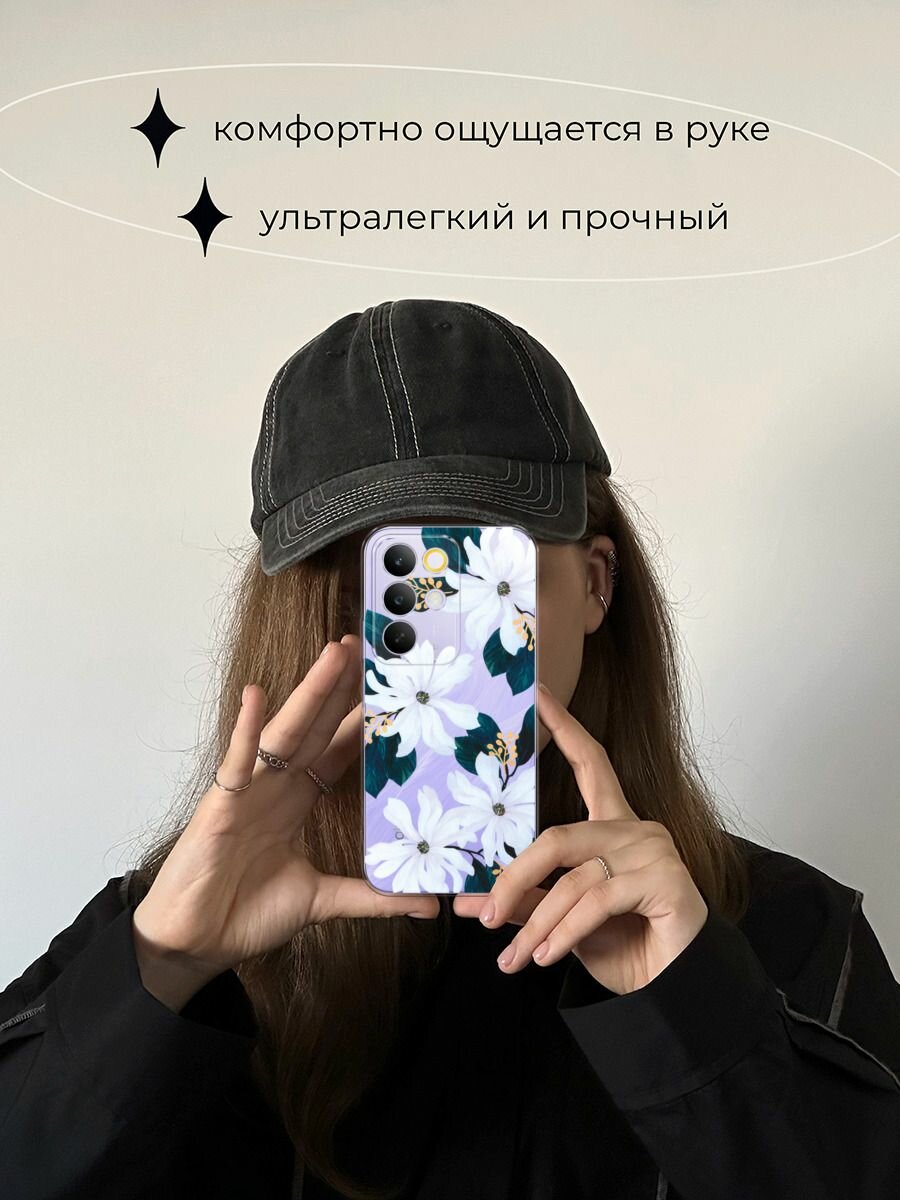 Чехол на Realme C85 / Реалми C85 с принтом Delilah Flower, прозрачный — фото 1