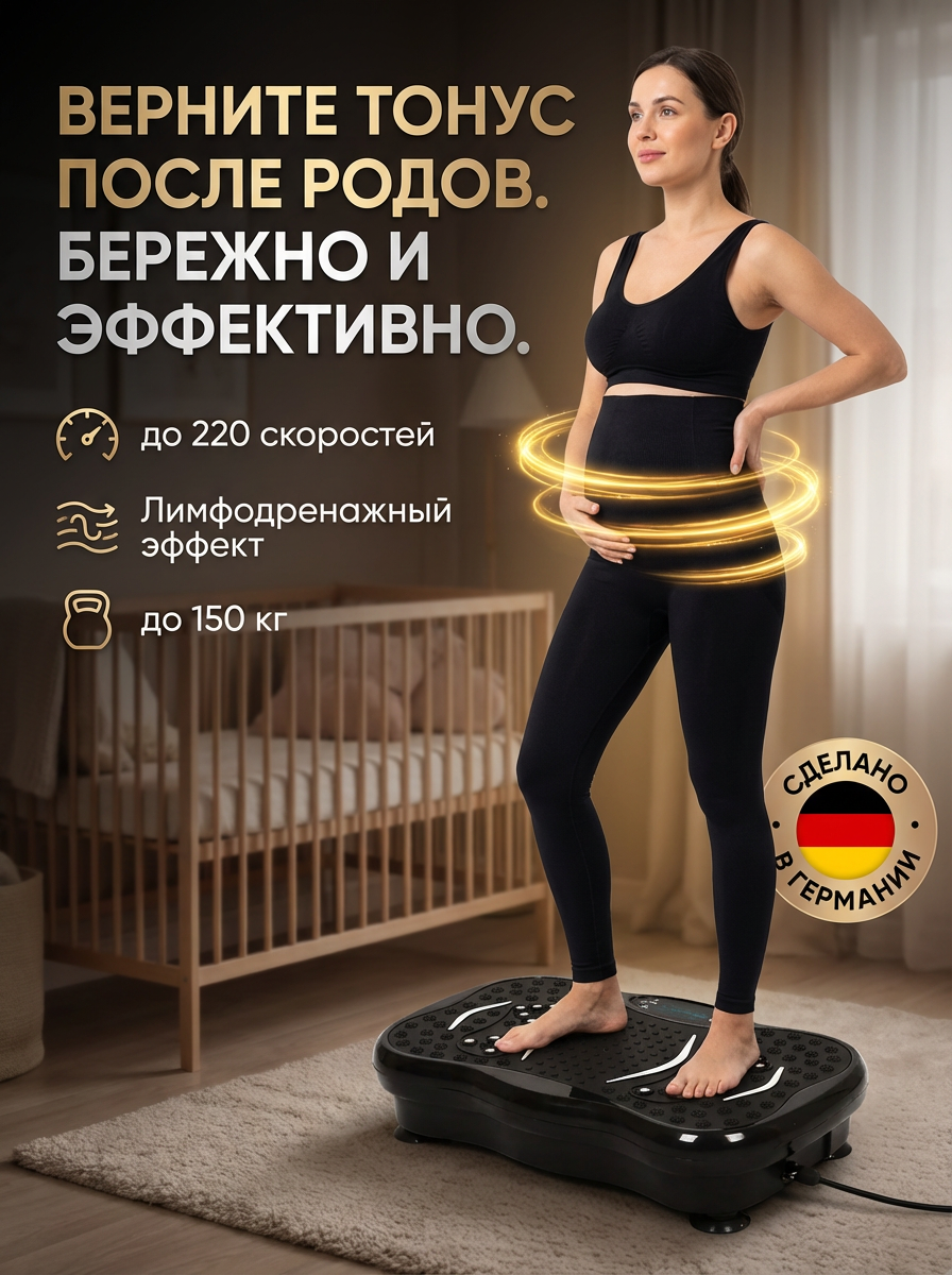 Виброплатформа для похудения 150 кг тренажер кардио степпер, пульт, чёрный, с Bluetooth