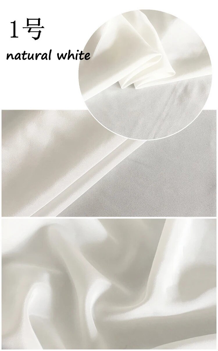 Шелковая ткань Crepe De Chine FABRIC SHIPPER 100% шелк 12 Momme 1 м х 1,14 м Белый, 1 natural white