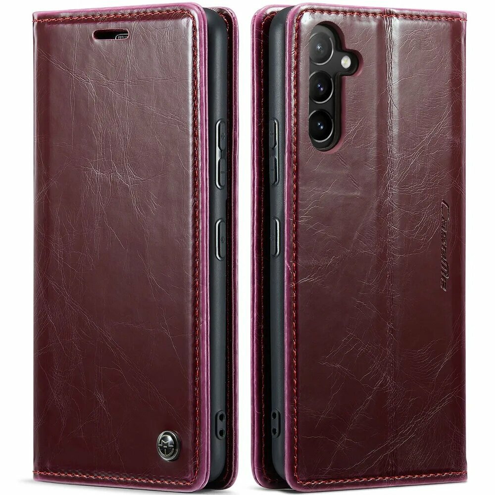 CaseМe Кожаный чехол в стиле ретро для Samsung Galaxy A54 5G / Самсунг A54 5G чехол-книжка, слоты для карт, магнитная застежка, ударопрочный со всех сторон