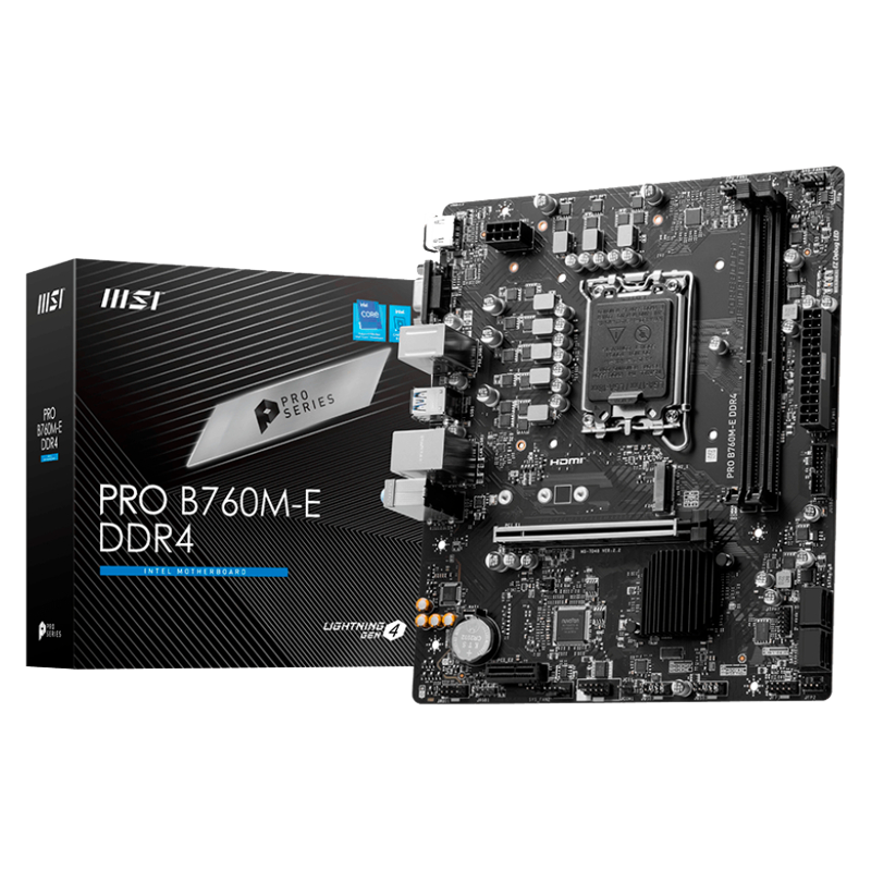 Материнская плата MSI B760 s1700, DDR4 (до 64 ГБ), mATX, HDMI 1.4, D-SUB