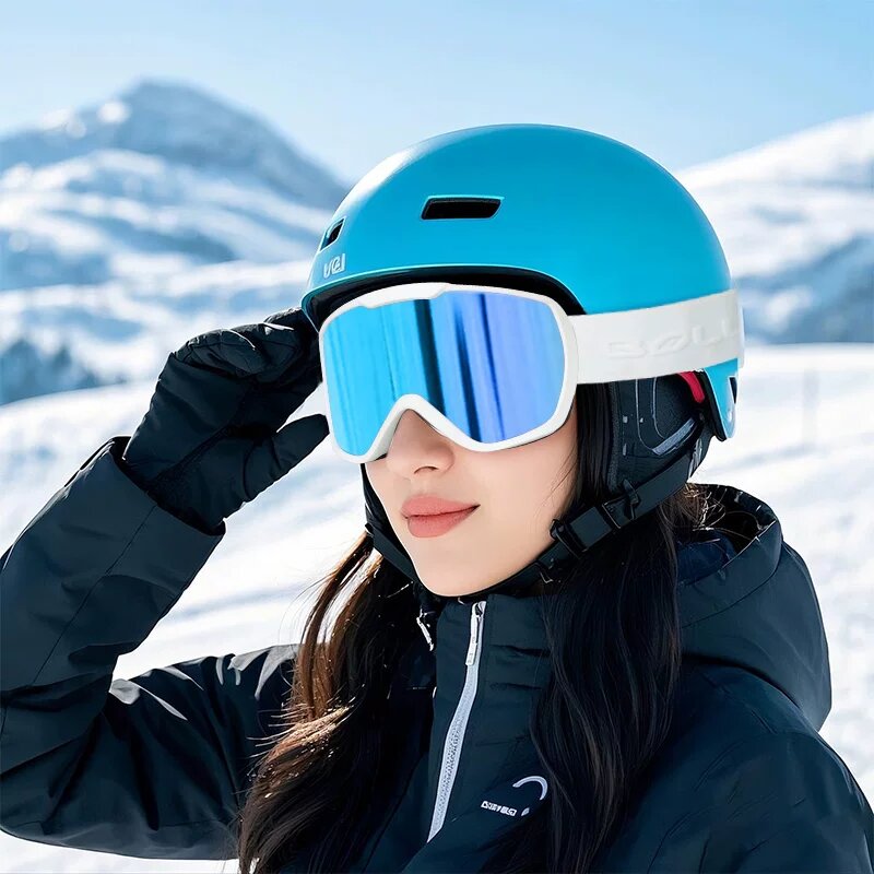 Магнитные снежные очки, цилиндрические лыжные очки с широким полем зрения, двухслойные противотуманные лыжные очки для