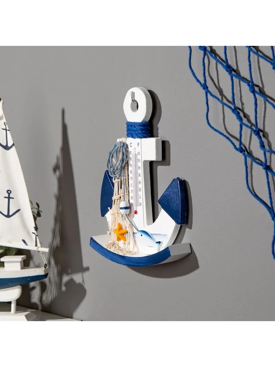 Морской сувенир с термометром — Якорь в интерьере