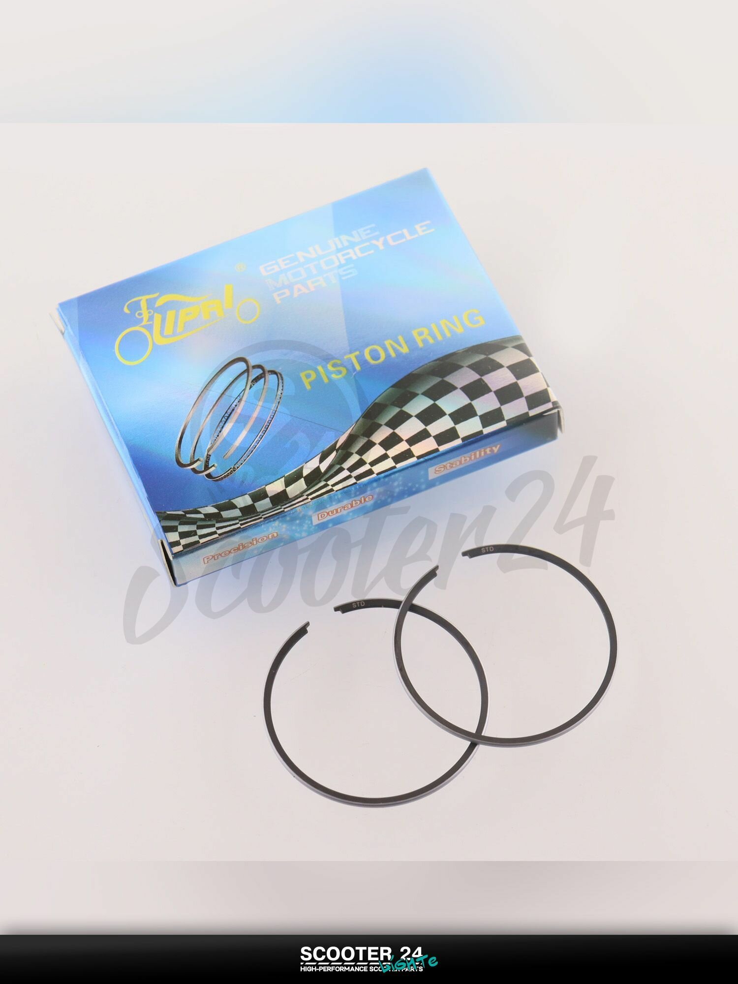 Кольца комплект на мотоцикл и скутер Suzuki LET'S / Сузуки Летс 65 кубов . STD ( 44,00) "LIPAI" (mod.A)