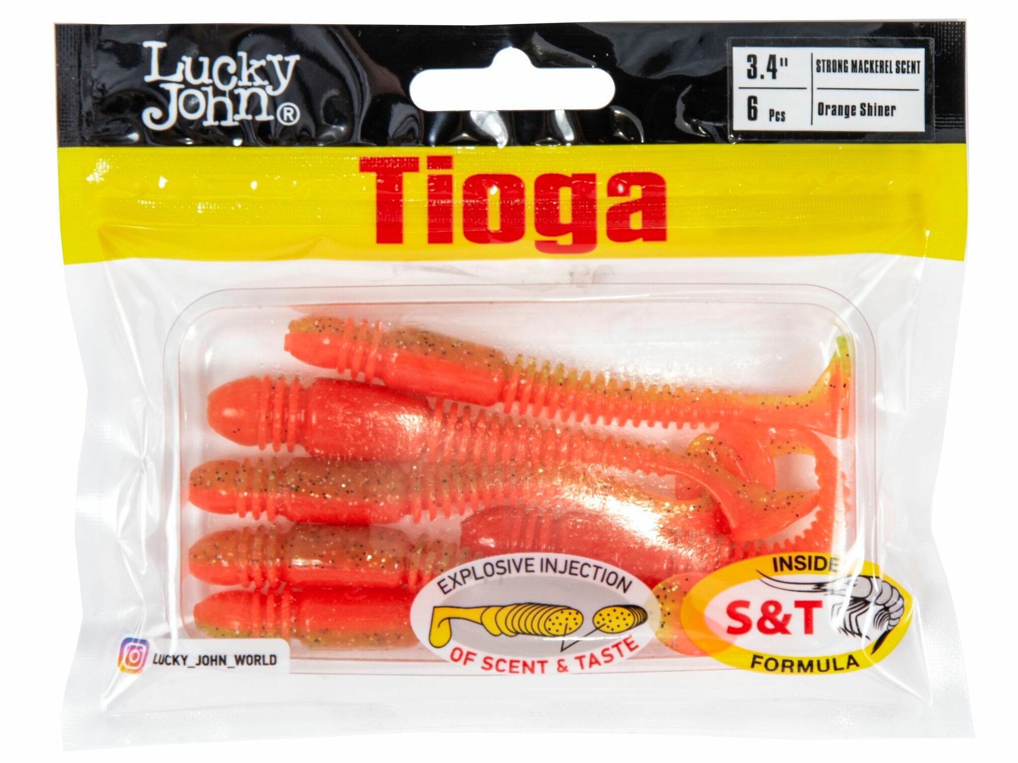 Виброхвосты "съедобные" Lucky John Pro Series TIOGA 3.4in (8,64 см), цвет Z12, 6 шт. / силиконовые приманки для рыбалки