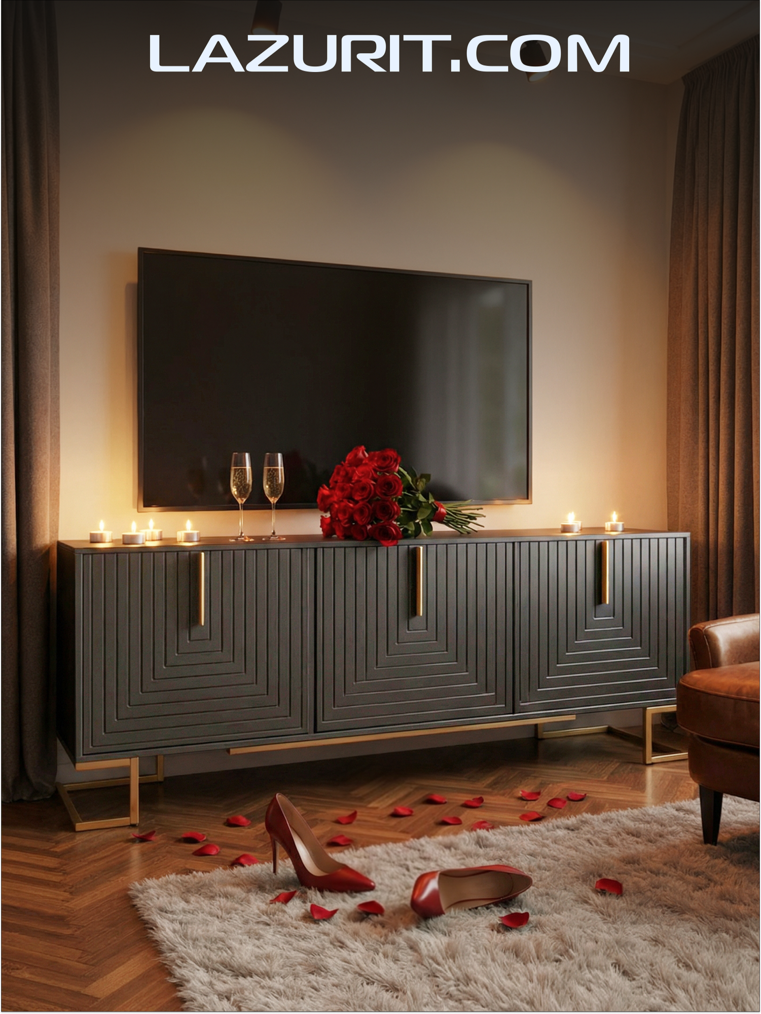 Комод для одежды черный Lazurit Монте-Прадо под телевизор на ножках высокий узкий 180 см