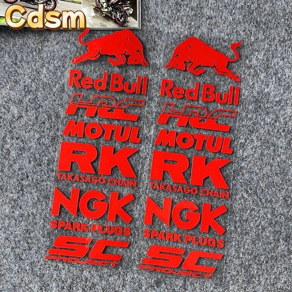 Светоотражающие наклейки на боковую защиту мотоцикла Red Bull, HRC MOTUL RKGK SC, наклейки на крыло, защита от царапин, две части, 27 см x 9 см