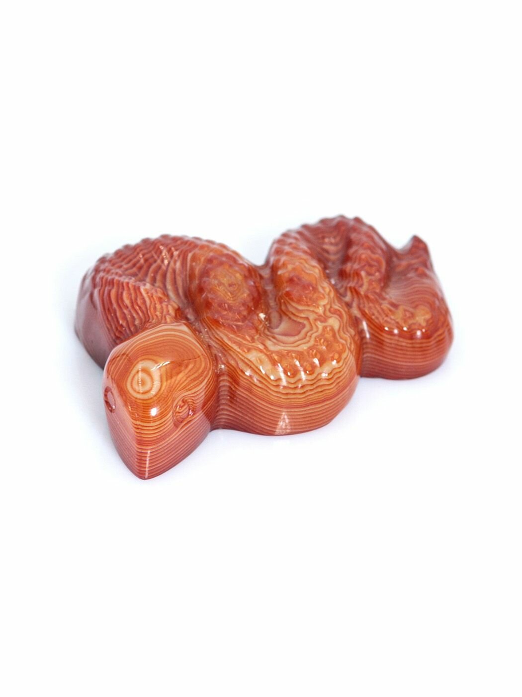 Фигурка "Змея" из натурального камня, Сердолик, 4,3 х 3,4 х 1 см