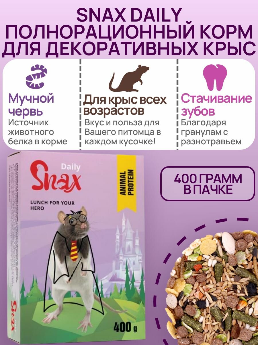 Корм Snax Daily для крыс, 400 грамм