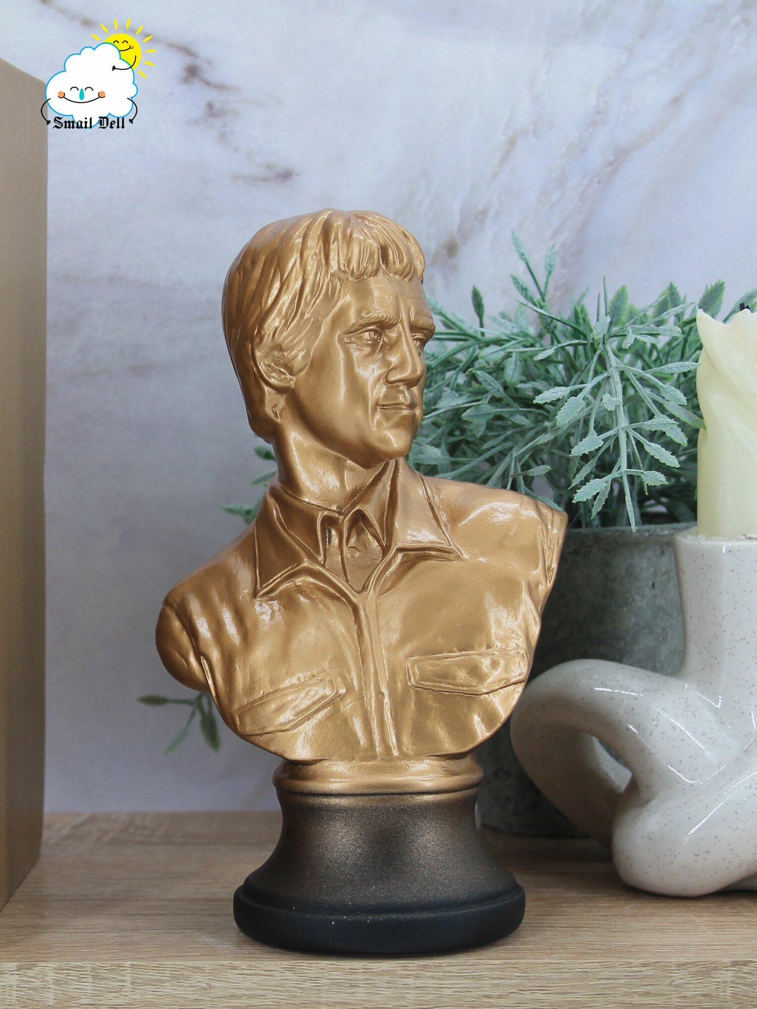 Статуэтка бюст Владимир Высоцкий ,18 см , гипс , цвет бронза темная с черным матовым