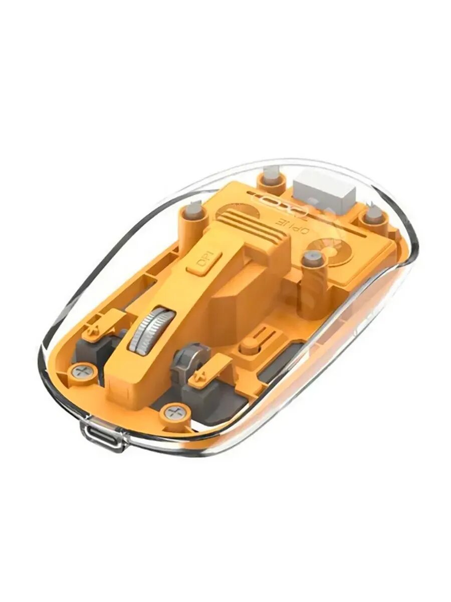 Мышь XO M12 беспроводная, USB+Bluetooth, 4 кнопки, прозрачный желтый / мышка портативная
