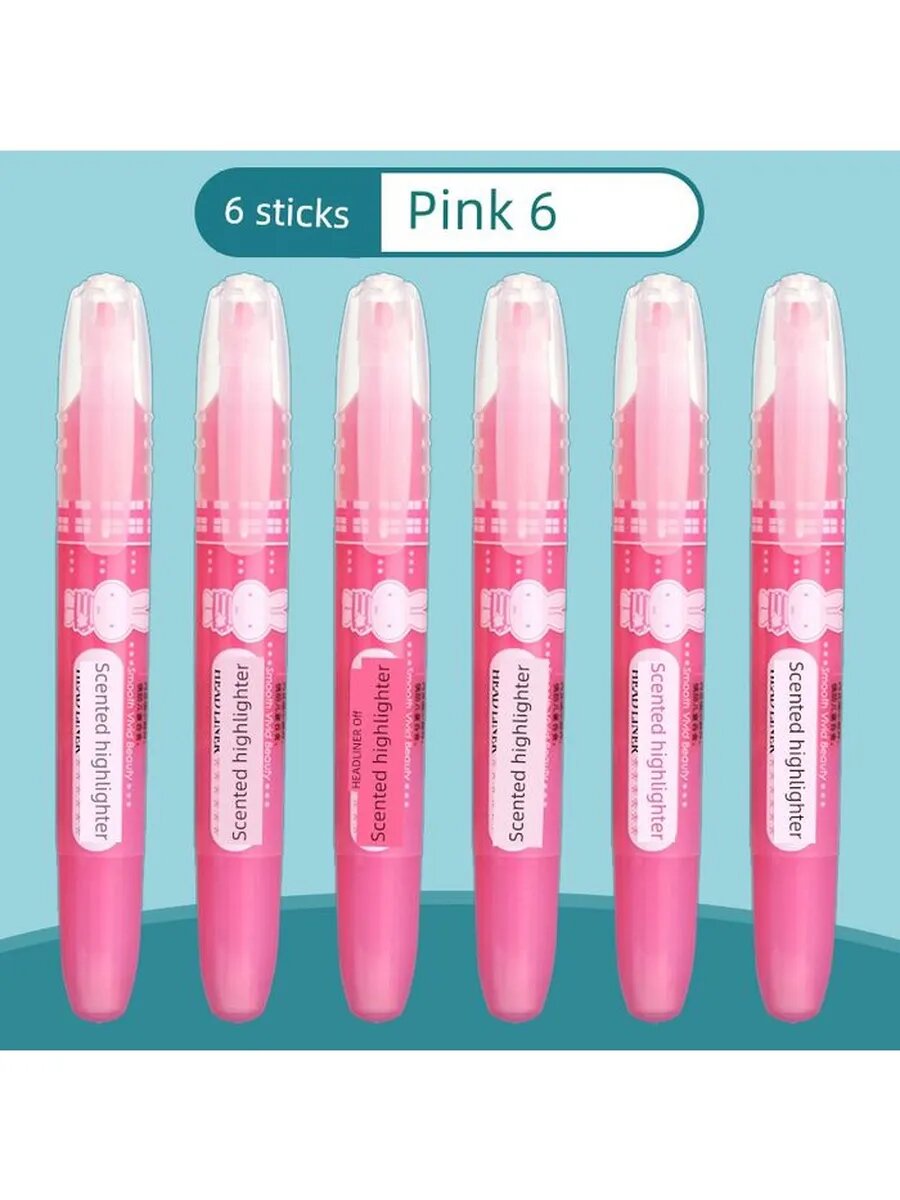 Маркер ароматизированный (скошенный, розовый, 6 шт.)