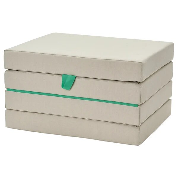 Пуф/матрас SLÄKT, складной, Vissle бежевый/зеленый