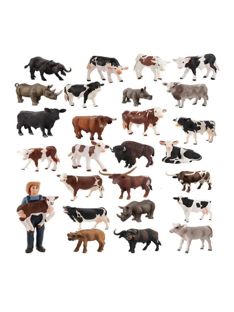 Образовательная игрушка - Модель животного - Фигуры фермерских животных из пластика, подарок для детей, корова, категория 14х8 см, стиль L.