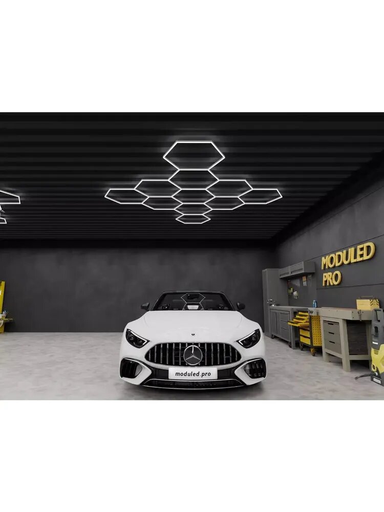 Светодиодное освещение для гаража/автосервиса LED Workshop, панель соты 6500К/336W размер 4049x3732mm