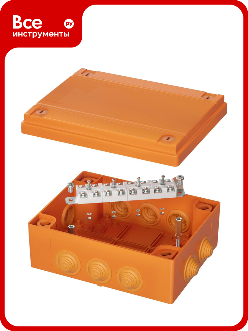 Коробка пластиковая DKC FS с кабельными вводами и клеммниками, IP55, 150x110x70 мм, 12р, 450V, 6A, 4 мм2 1 ШТ FSB211204