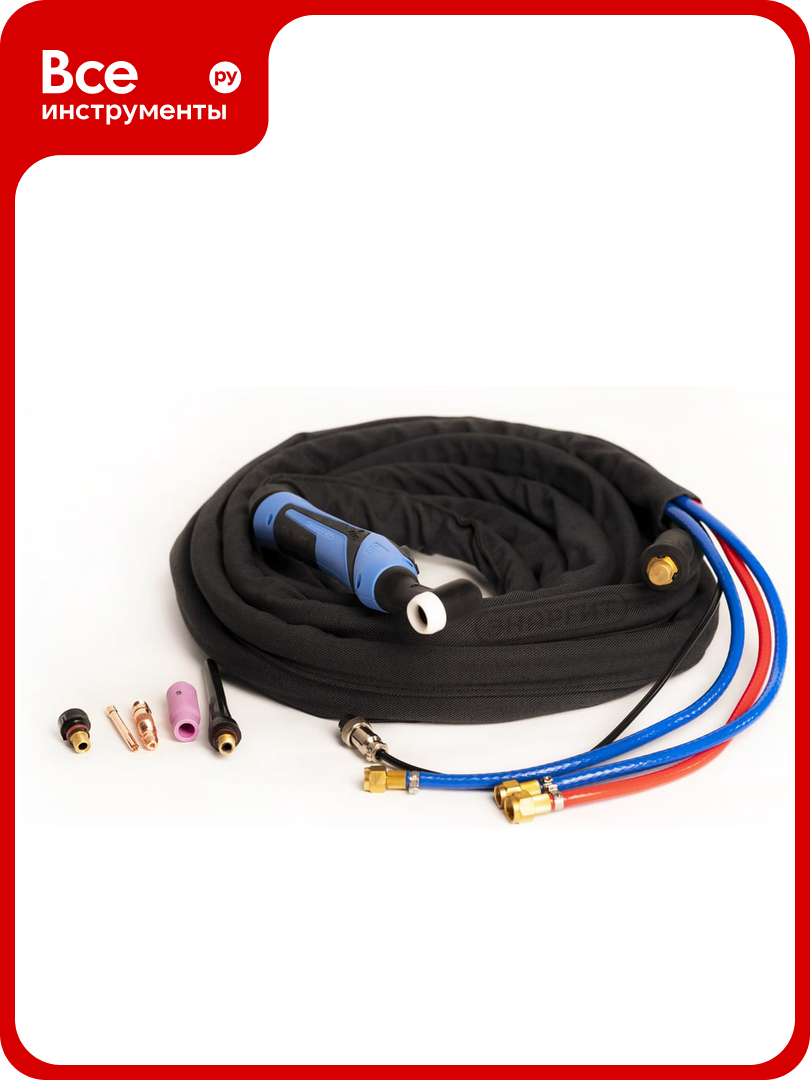 Горелка TIG WP 18FX (4 м, M12x1,0+2 pin, вилка 35-50, водяное охлаждение, AC250А/DC350A, 0.5-4.0 мм) энаргит WP18FX-4-M12-2P-3550