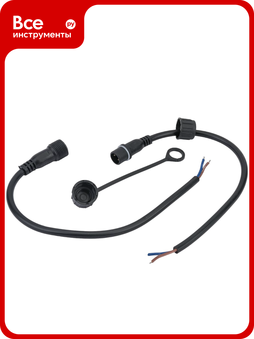 Коннектор TEAMPROF папа‑мама 2‑pin черный TPF‑MF2‑60/2‑B, влагозащищённый и пылезащищённый, для наружного применения