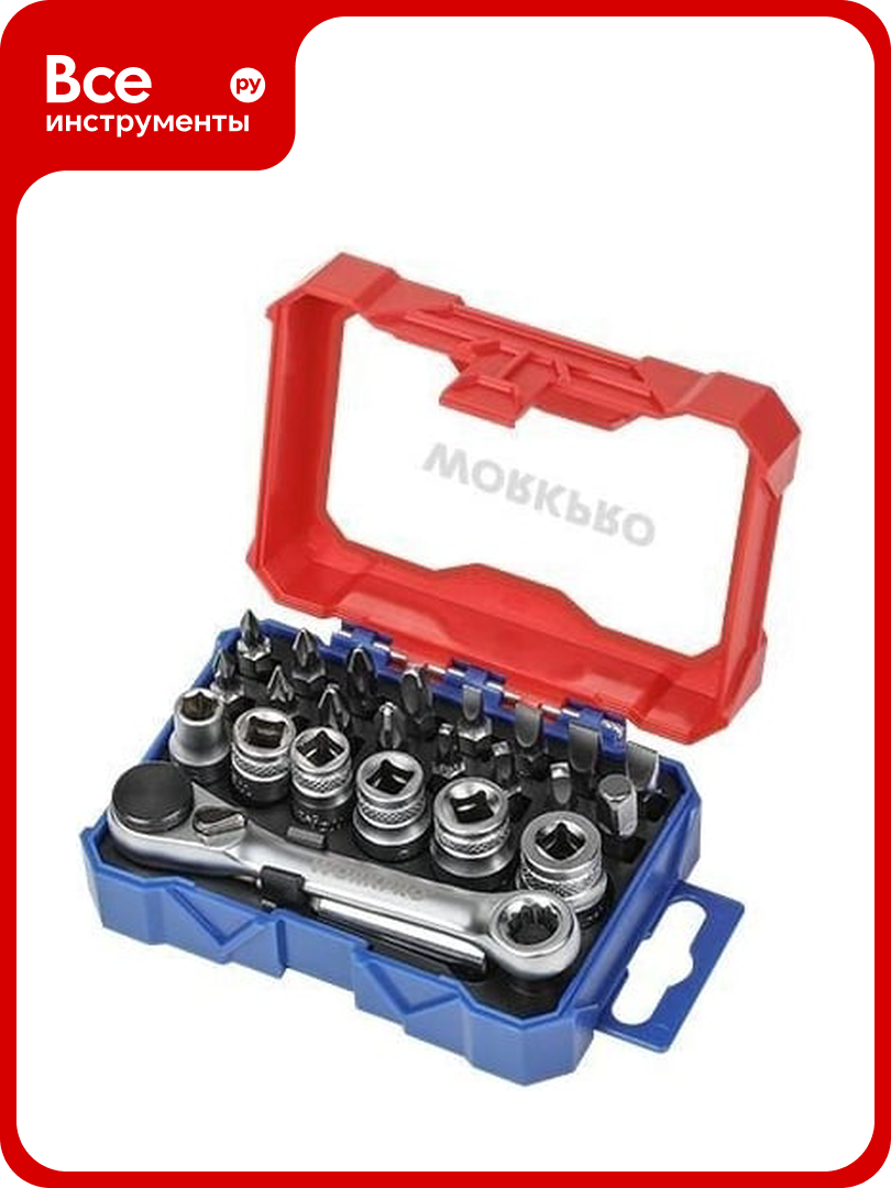 Набор mini WORKPRO трещетка 1/4 и биты, 24шт WP200535