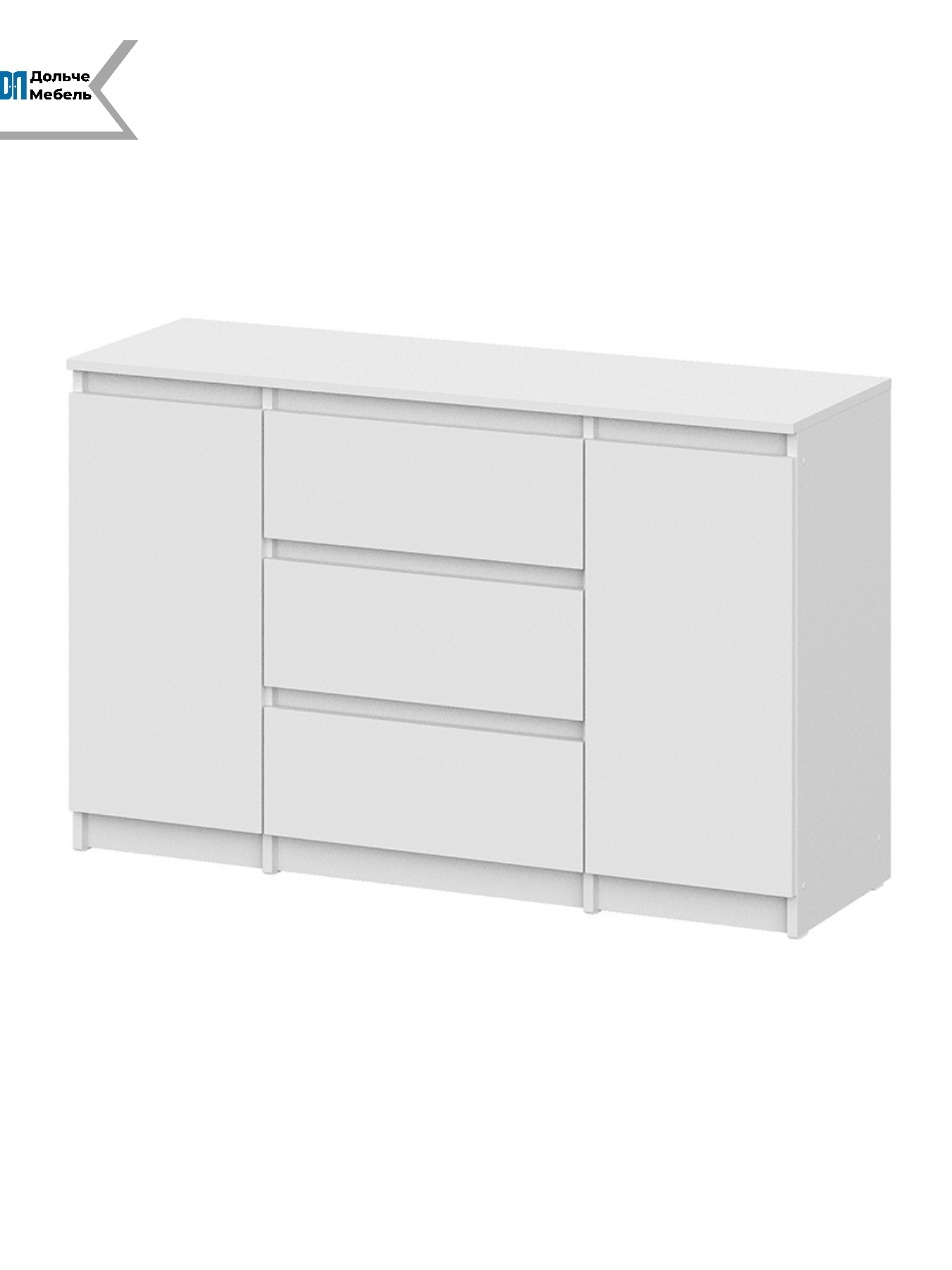 Комод для одежды Арника Денвер 120 см комбинированный с ящиками и дверьми цвет белый