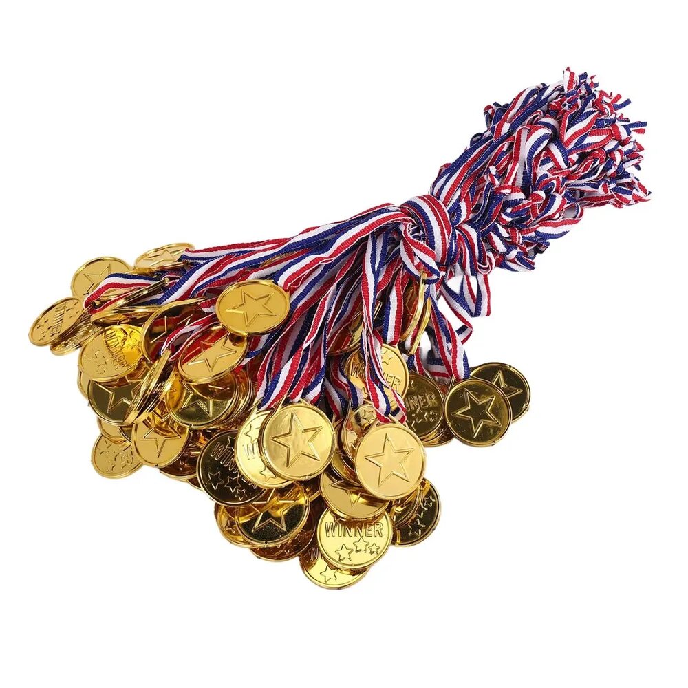 100 шт. Детские пластиковые медали победителя Золотая награда