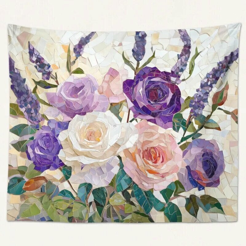 TATB Гобелен "английские розы мозаика искусство цветочное", 75х100 см, 11x11