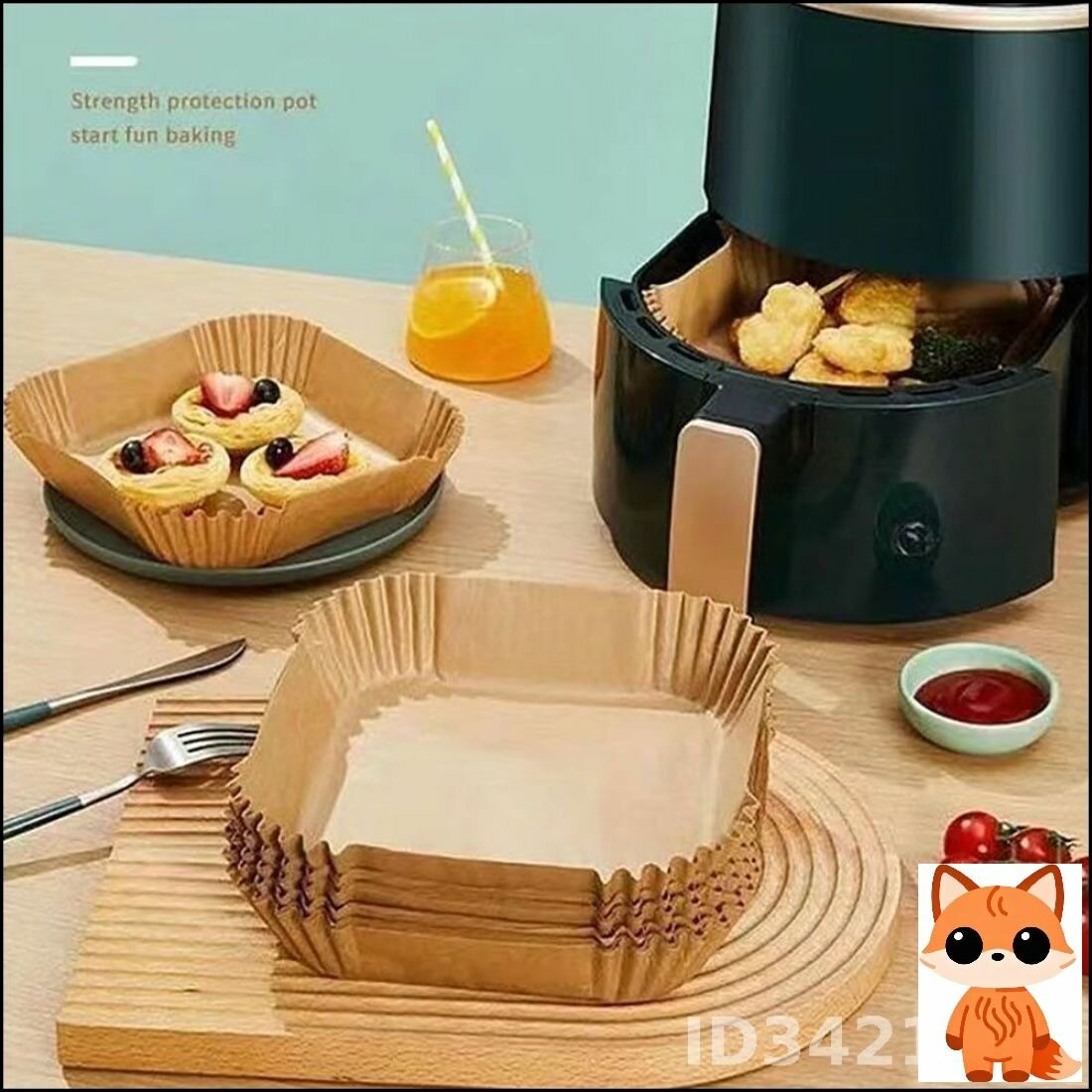 100 шт. Бумага пергамент форма для запекания и выпечки, для аэрогрилей, духовок, микроволновок и пароварок, безопасный пищевой , 24 см