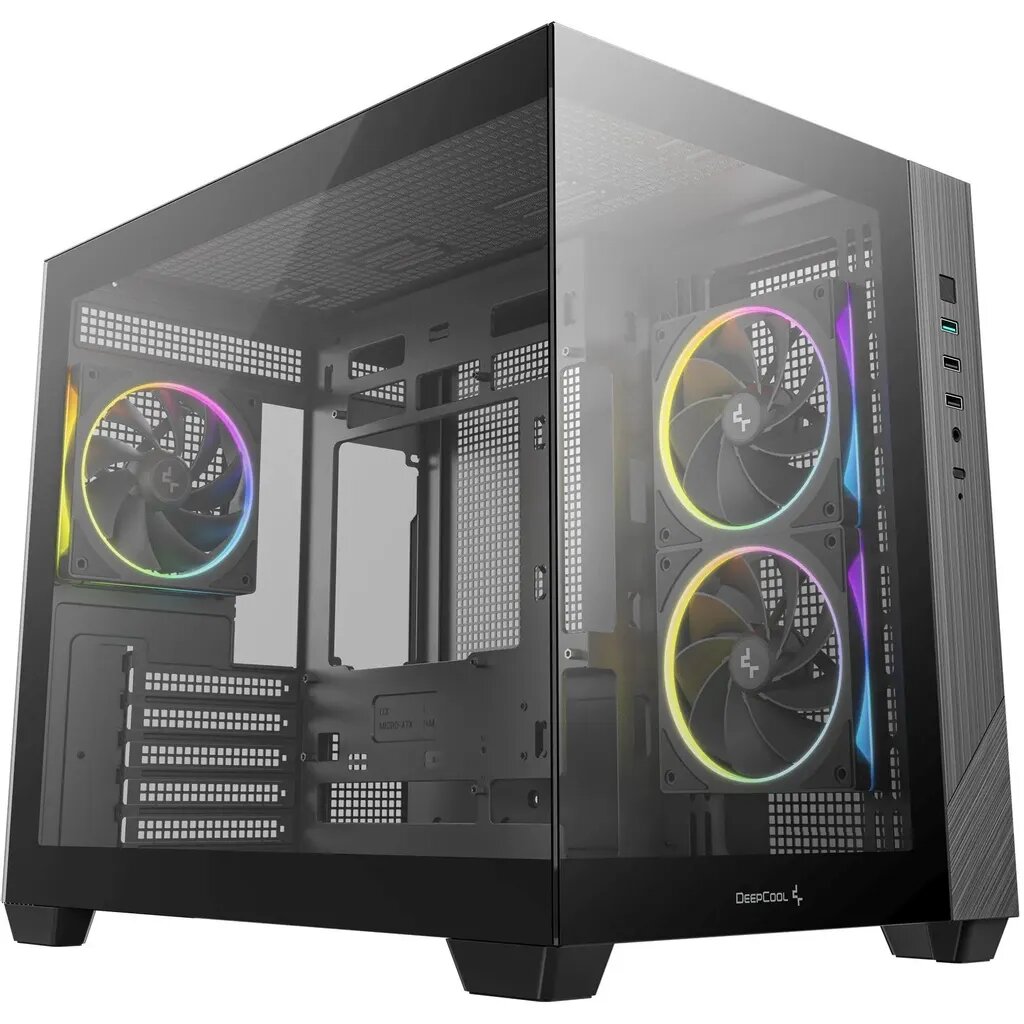Корпус mATX DeepCool CG330 3F, Mini-Tower, без БП, черный [r-cg330-bkngm3-g]