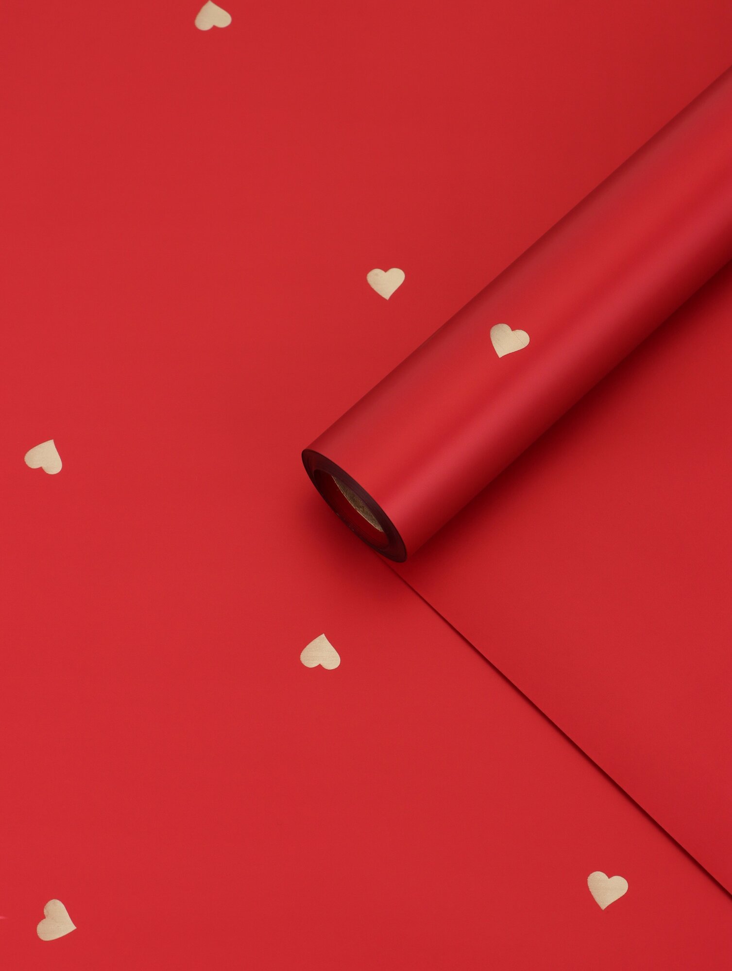 Пленка упаковочная для цветов, 57см х10 м, "Сердечки", винная, 65 микрон