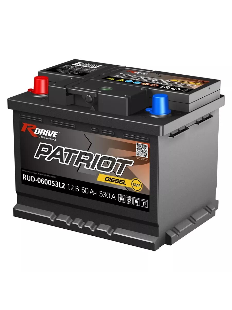 Аккумулятор RDRIVE PATRIOT 60L 12V 60Ач прям. пол.