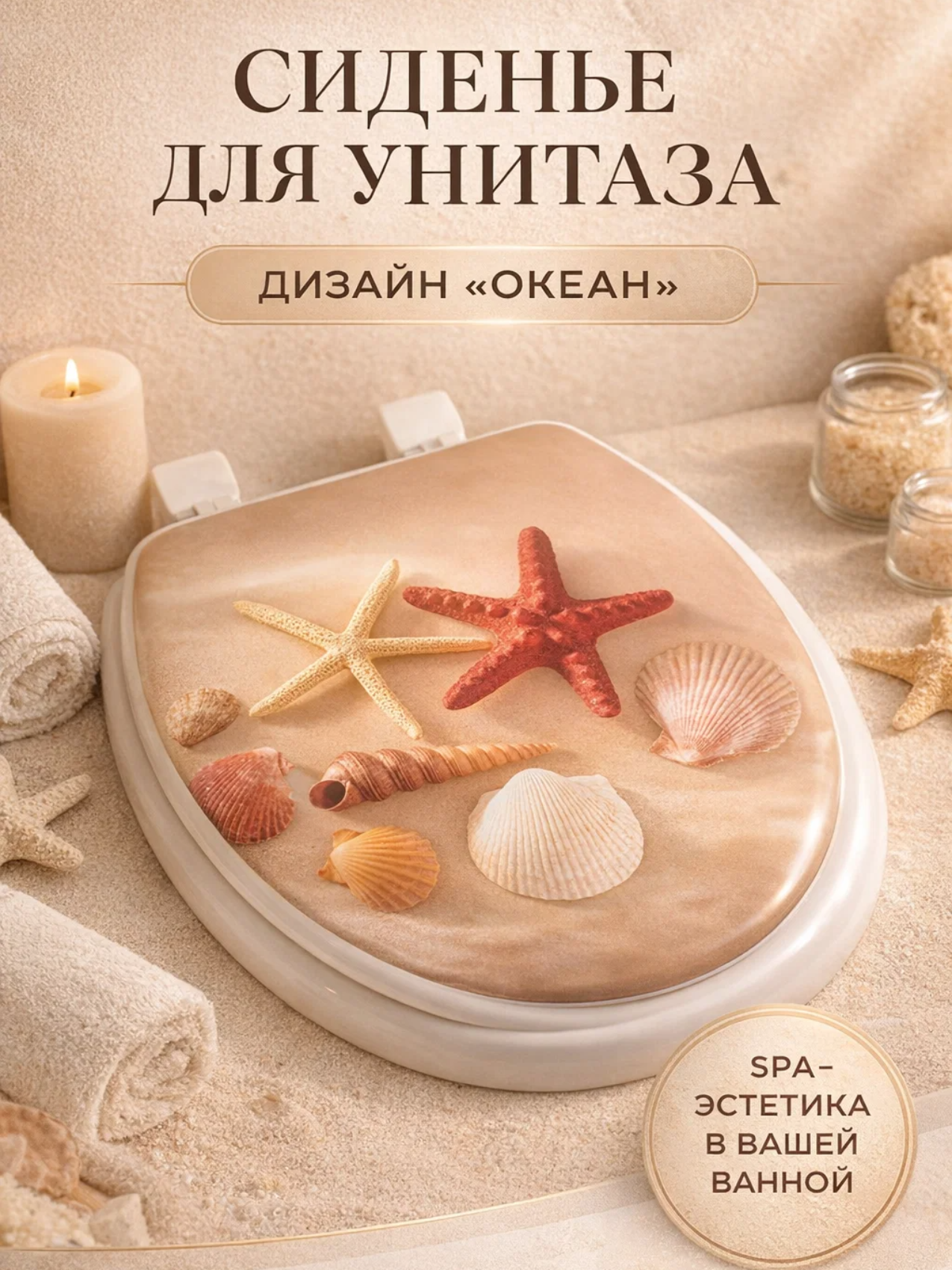 Сиденье для унитаза Доляна 40х37х4,5 см "Океан", цвет оранжевый