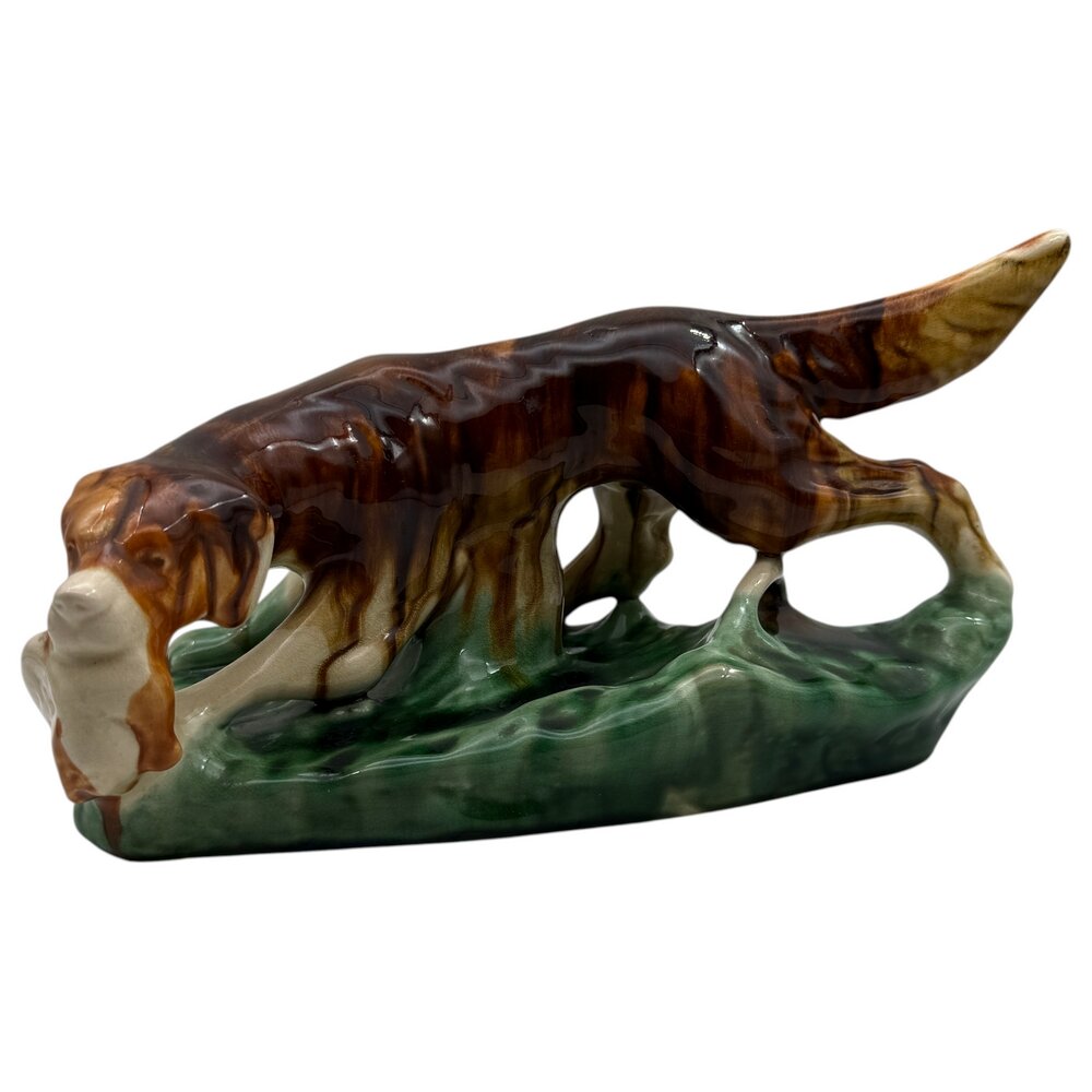 Керамическая статуэтка "Собака-сеттер с дичью" 1960-1970 гг, Львовская КСФ, СССР