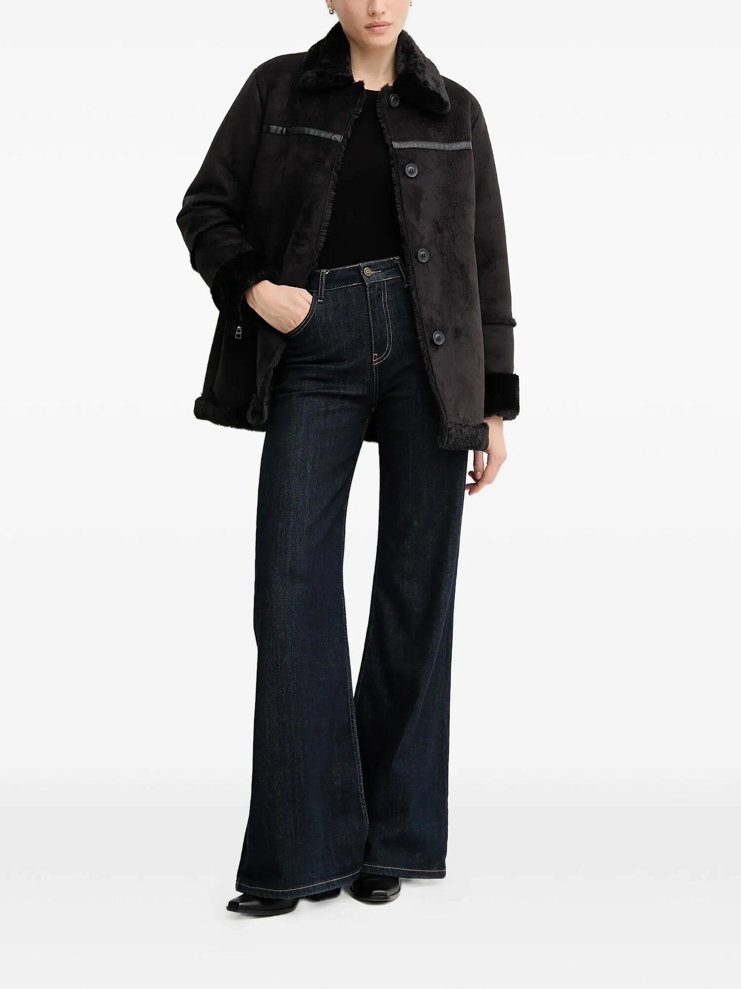 Пальто GAUDI Faux fur coat, размер 46, black / black — фото 1