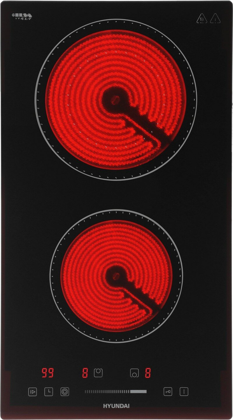 Электрическая варочная панель Hyundai HHE 3286 BG, конфорок: 2 шт, стеклокерамика, черный