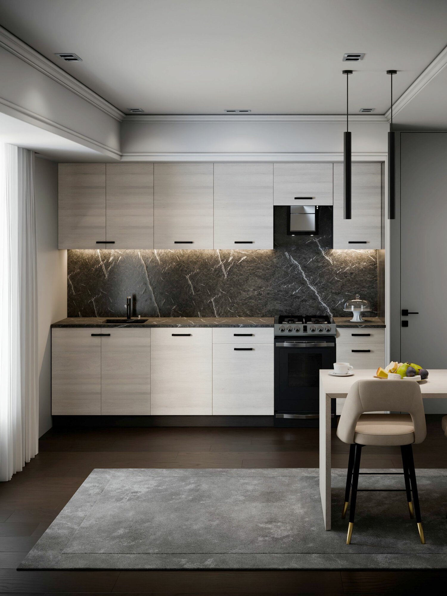 Кухня модульная прямая со столешницей Мария, 270 см, Венге/Лоредо ЛДСП, 180 х 270 х 60 см, столешница 60 см.