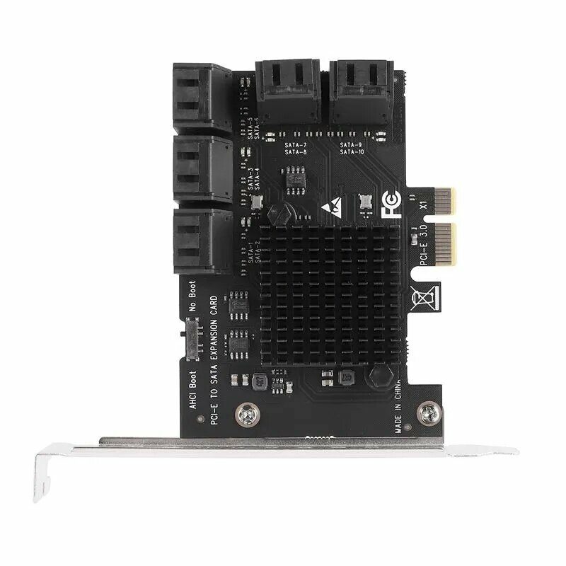 Карта расширения PCI Express 10 Port 3.0 - PCIe X1, адаптер SATA3 6G с радиатором для
