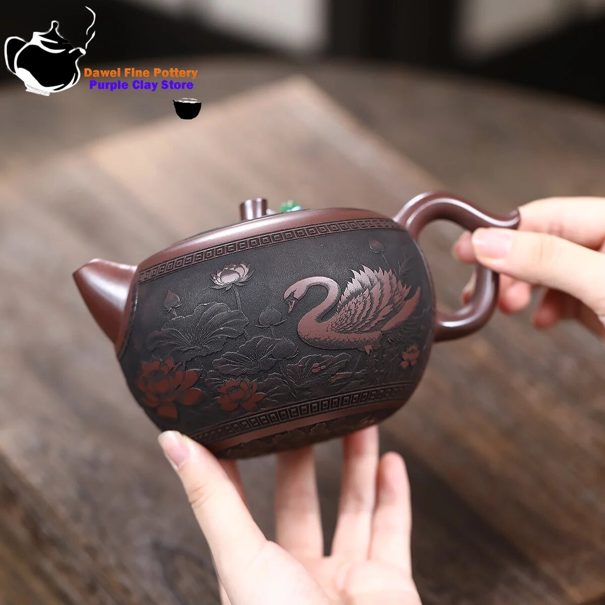 Фиолетовый глиняный чайник Исин Лотос Luck Apple 600 мл