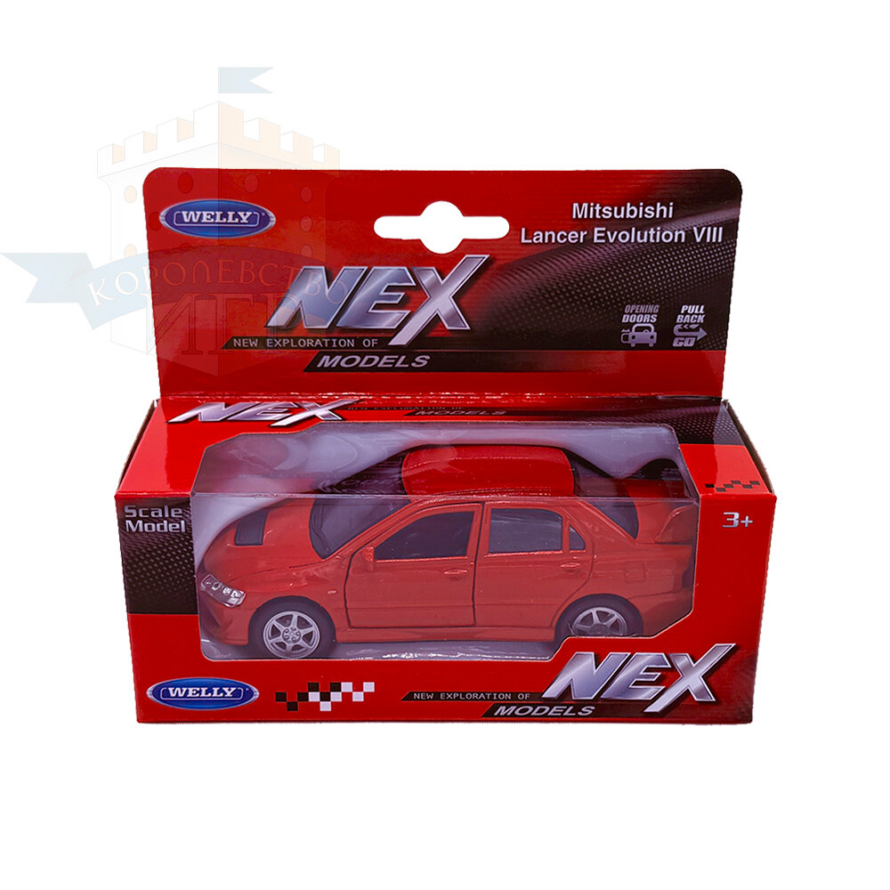 Машинка Welly Mitsubishi Lancer EVO VIII, красный, 1:38, арт.42338W-R