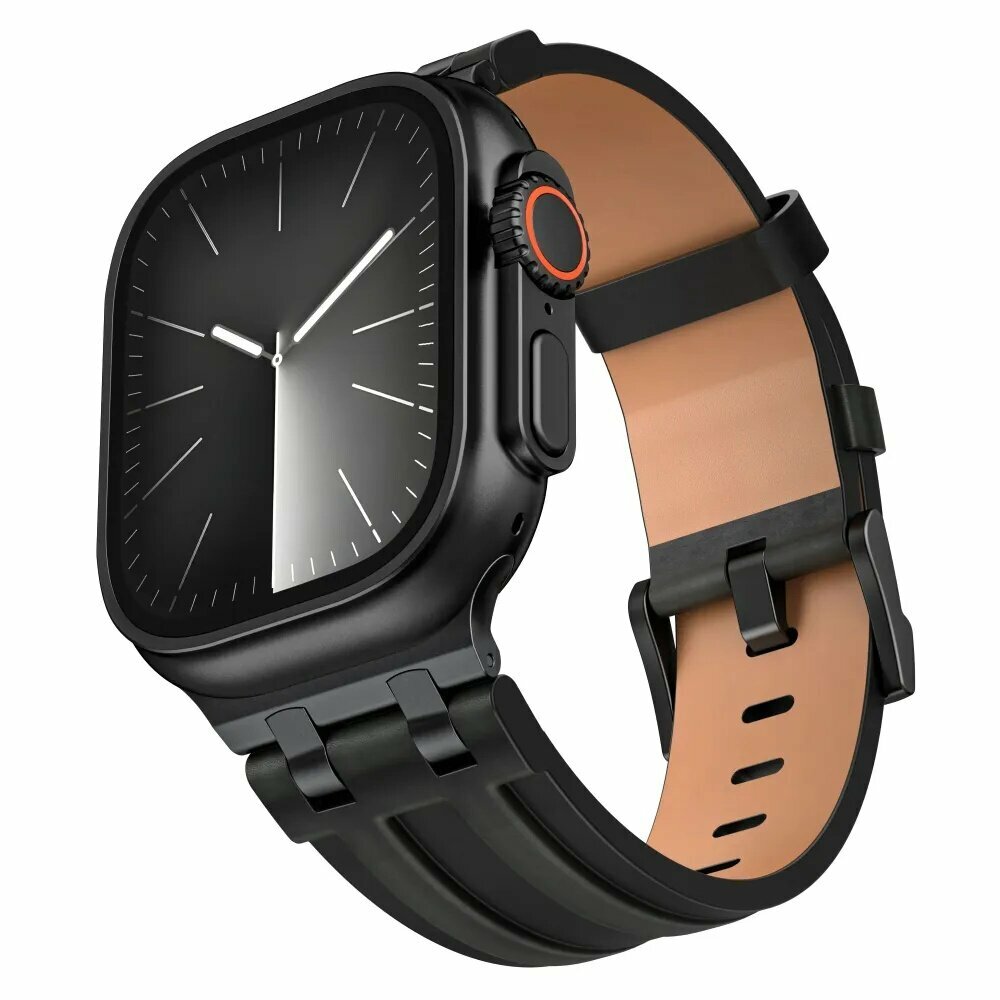 Кожаный ремешок для Apple Watch 49 мм 46 мм 45 мм 44 мм, роскошный мужской браслет для iWatch Ultra 3 серии 11 10 9 8 7 6 Se