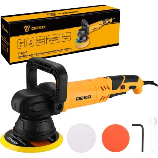 Шлифмашина полировальная орбитальная сетевая Deko P1400-D, 150мм, 1400 Вт (083-1047)